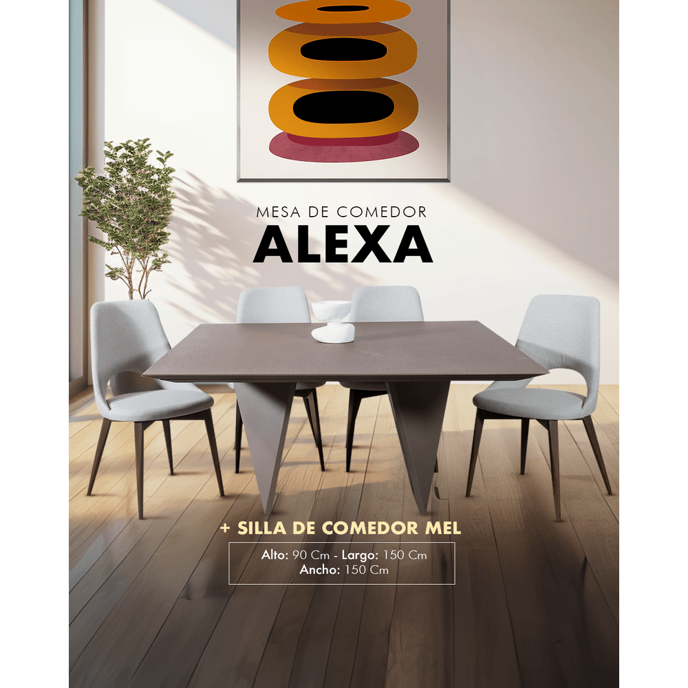 Mesa de Comedor Cuadrada Alexa | Chocolate - Tempo Desing - Tempo Design